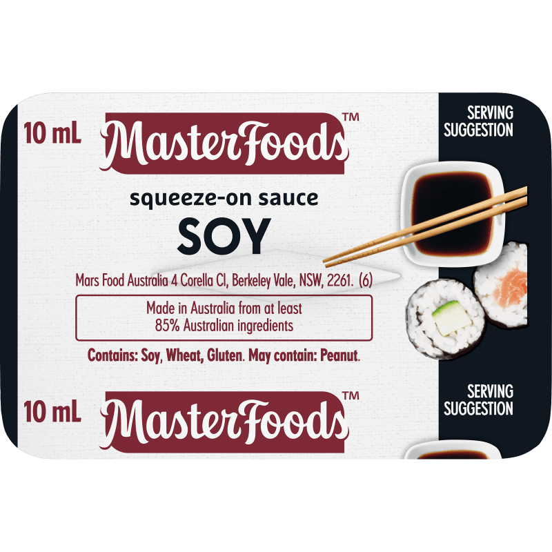 MasterFoods Portion Control Squeeze-On Soy Sauce 100x10ml | Mars ...